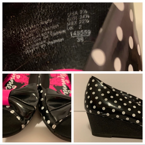 Disney | Shoes | Disney Minnie Mouse Polka Dot Wedges Girls 2 2 | Poshmark
